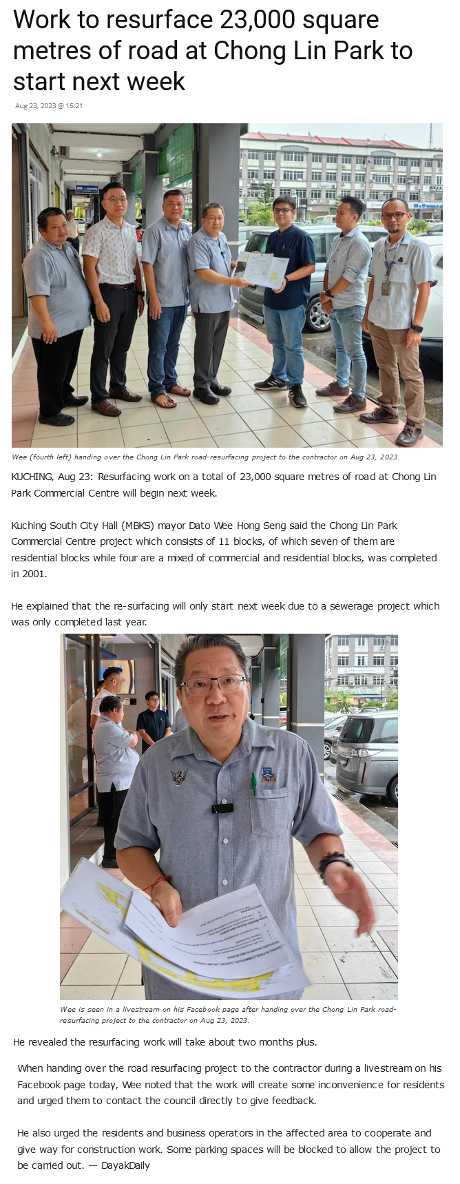 News - Official Website of Council of the City of Kuching South