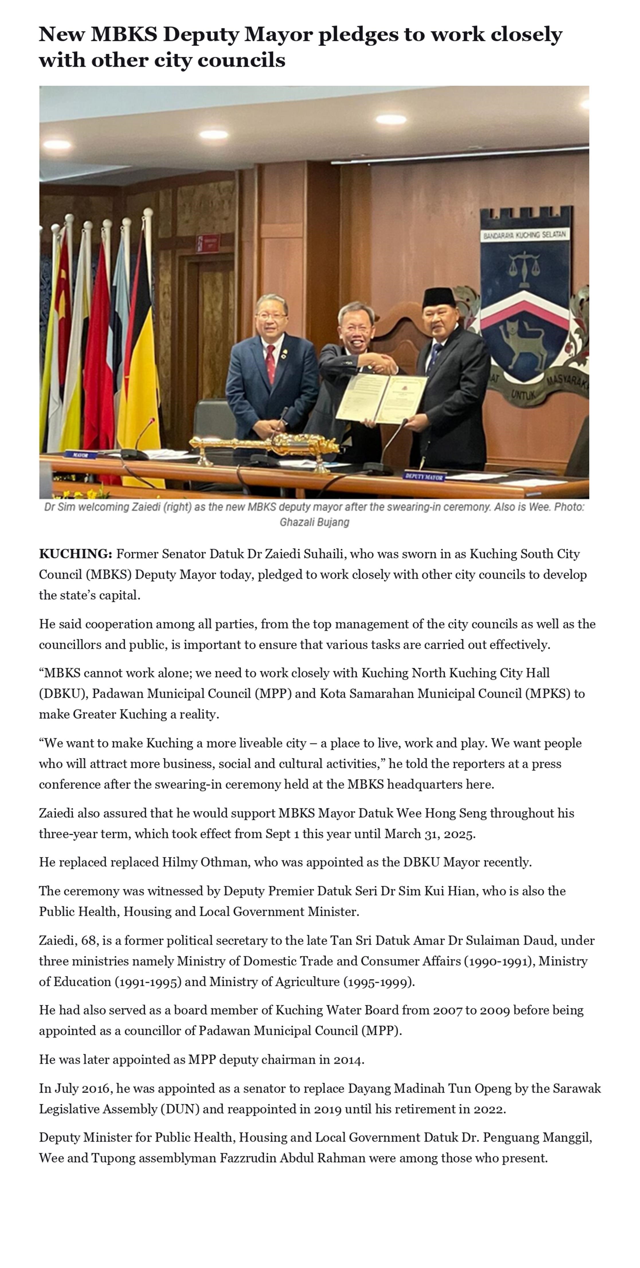 News - Official Website of Council of the City of Kuching South