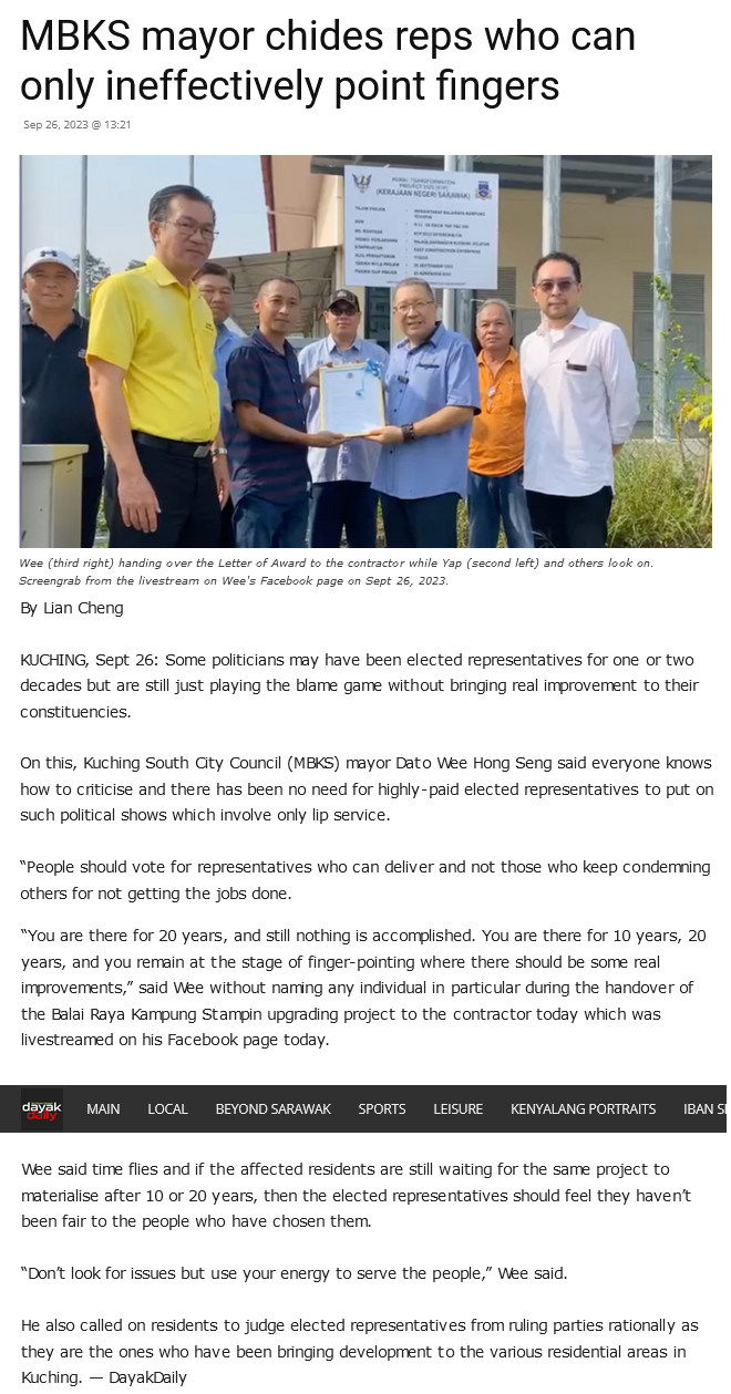 News - Official Website of Council of the City of Kuching South