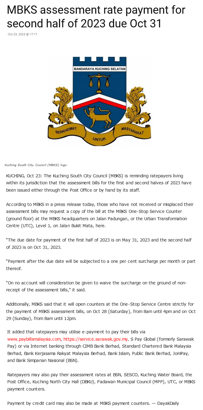 News - Official Website of Council of the City of Kuching South