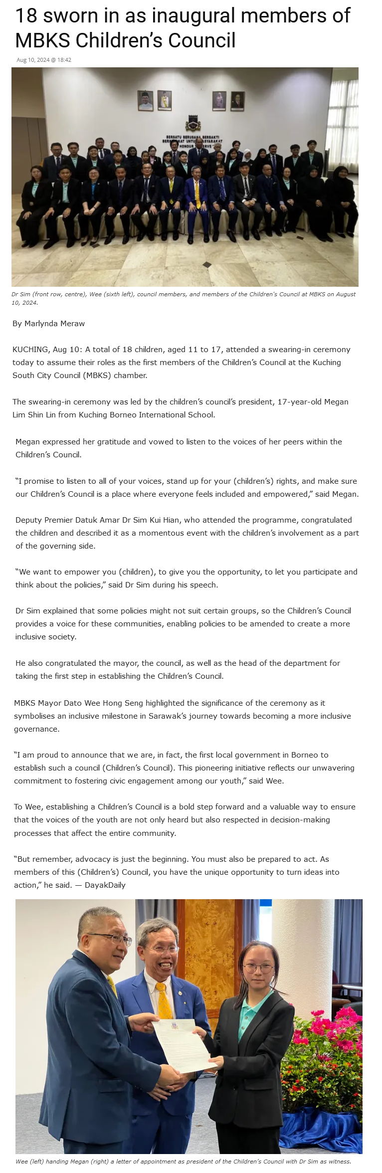 News - Official Website of Council of the City of Kuching South