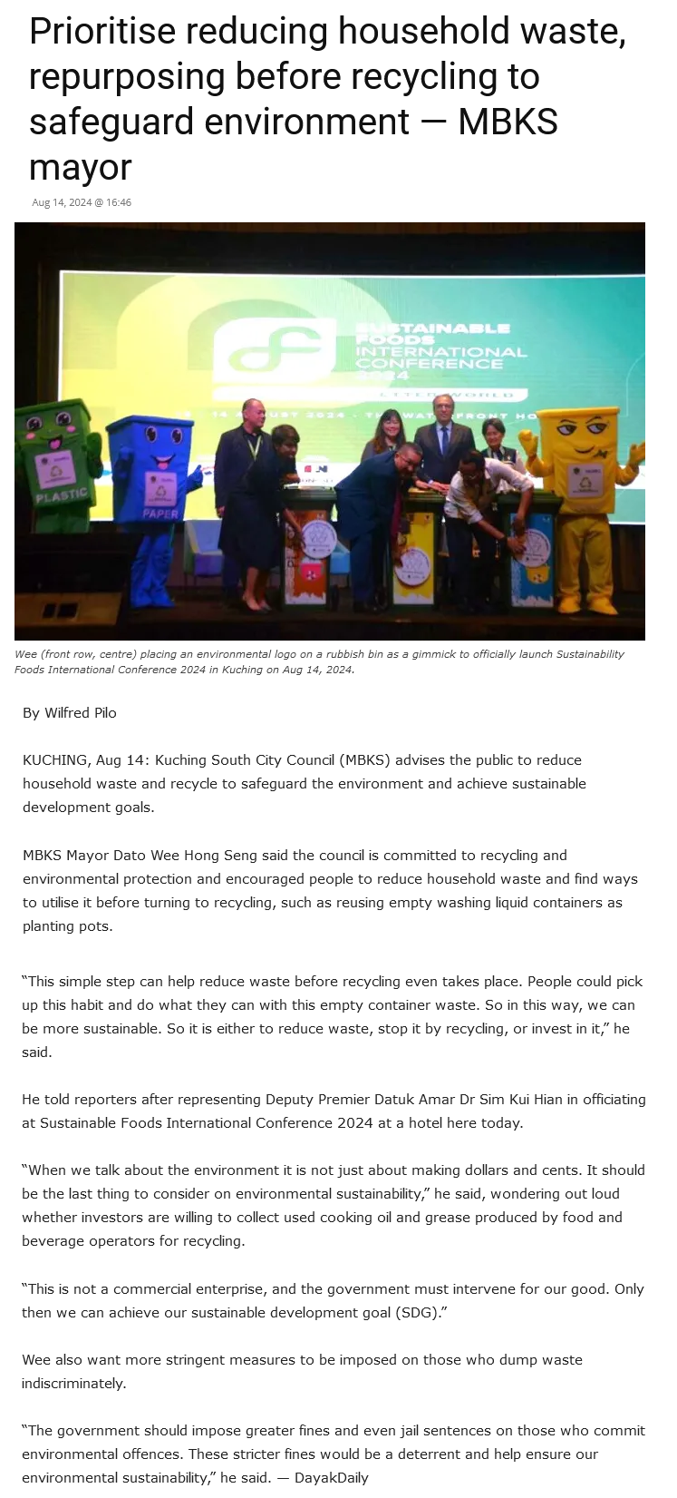 News - Official Website of Council of the City of Kuching South